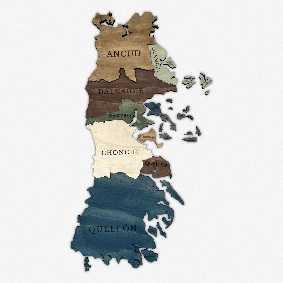 MAPA ISLA DE CHILOÉ DE MADERA 3D – Topper Art